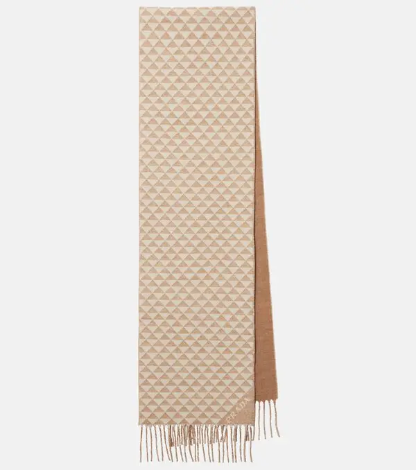 Prada Symbole Wool And Cashmere Scarf - Beige