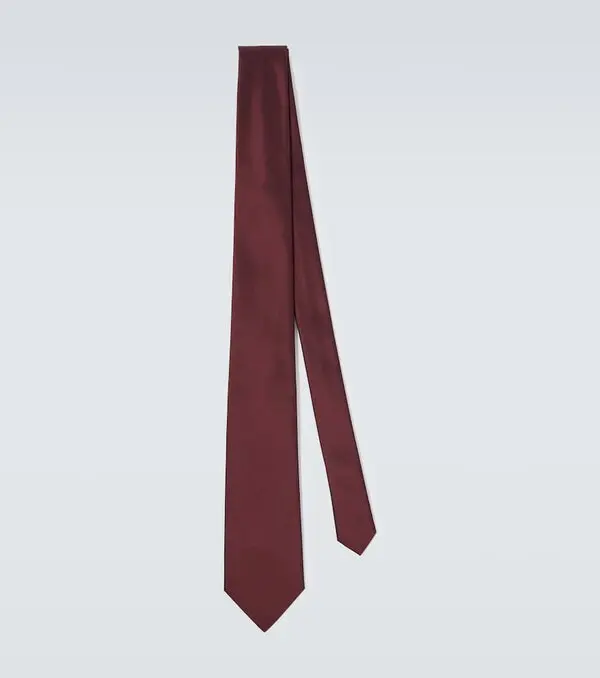 Saint Laurent Silk Taffeta Tie - Burgundy