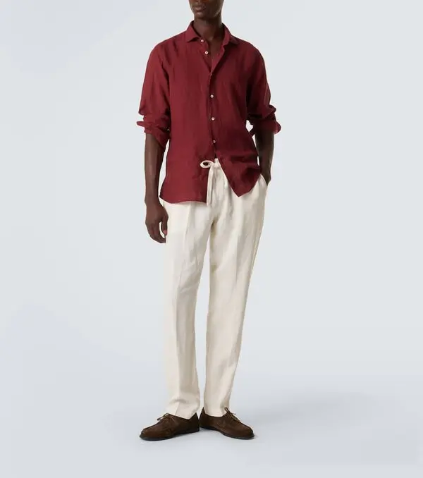 Fedeli Bonifacio Linen Tapered Trousers - Beige