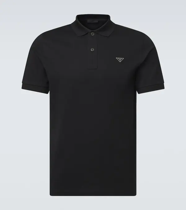 Prada Cotton Piqué Polo Shirt - Black