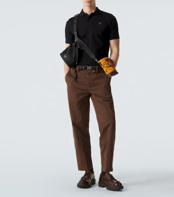 Prada Cotton Piqué Polo Shirt - Black