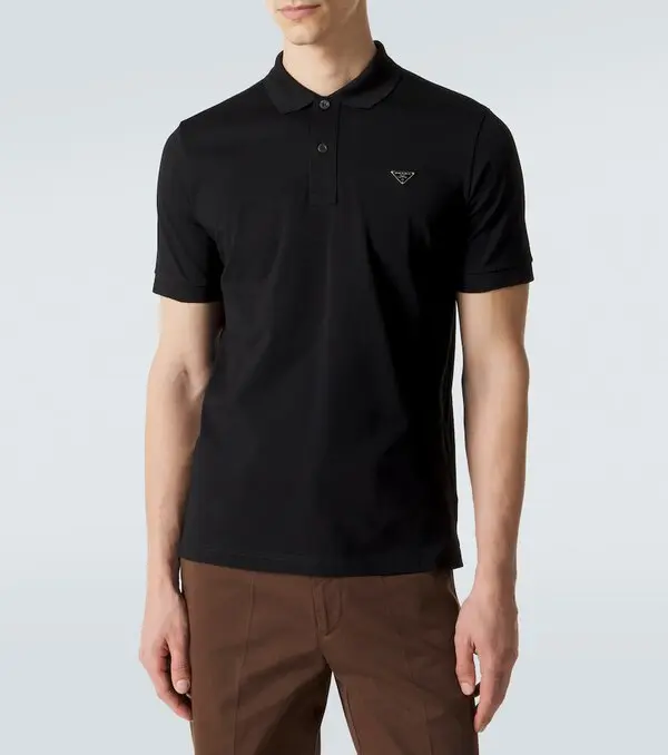Prada Cotton Piqué Polo Shirt - Black
