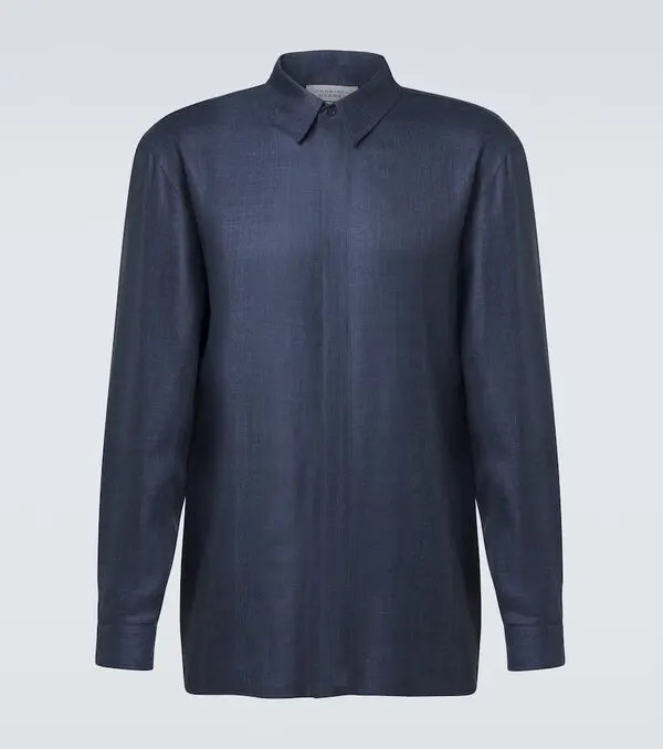 Gabriela Hearst Nicolas Wool, Silk, And Linen Shirt - Blue