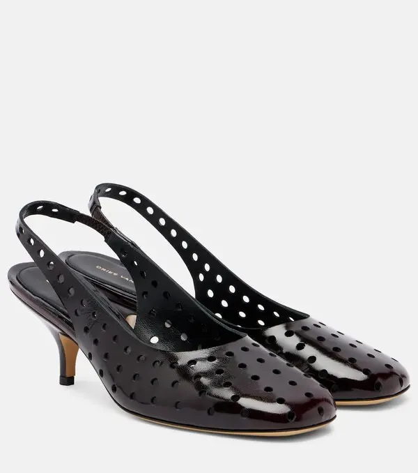 Dries Van Noten 65 Perforated Leather Slingback Pumps