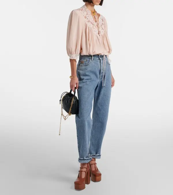 Chloé Loti Leather Platform Mary Jane Pumps - Brown
