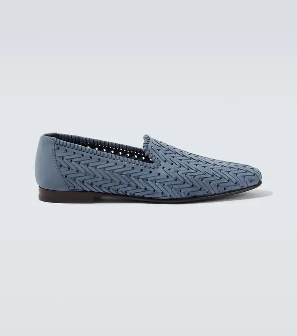 Manolo Blahnik Mario Woven Leather Loafers - Blue