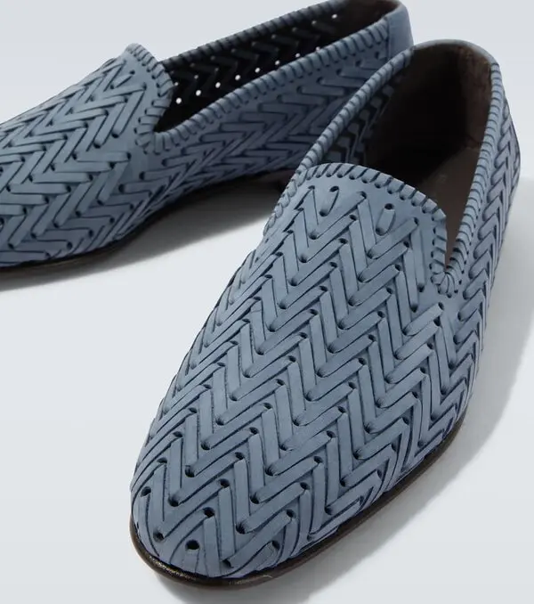 Manolo Blahnik Mario Woven Leather Loafers - Blue