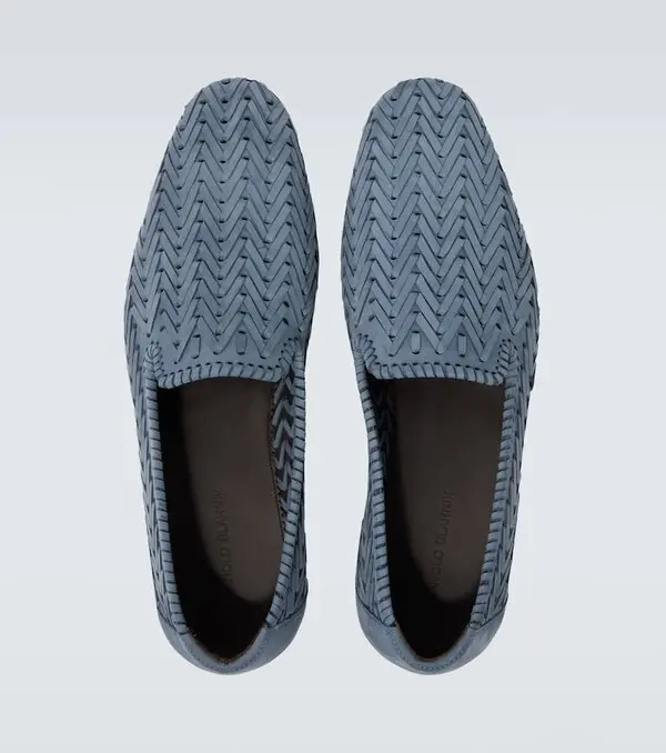 Manolo Blahnik Mario Woven Leather Loafers - Blue