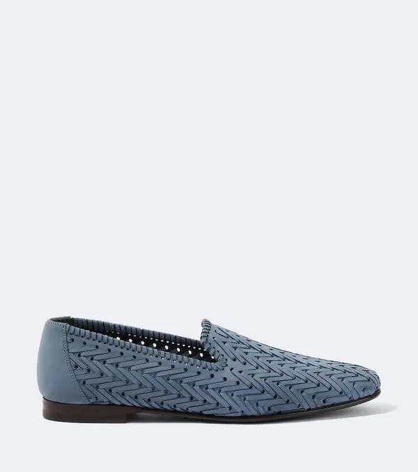 Manolo Blahnik Mario Woven Leather Loafers - Blue