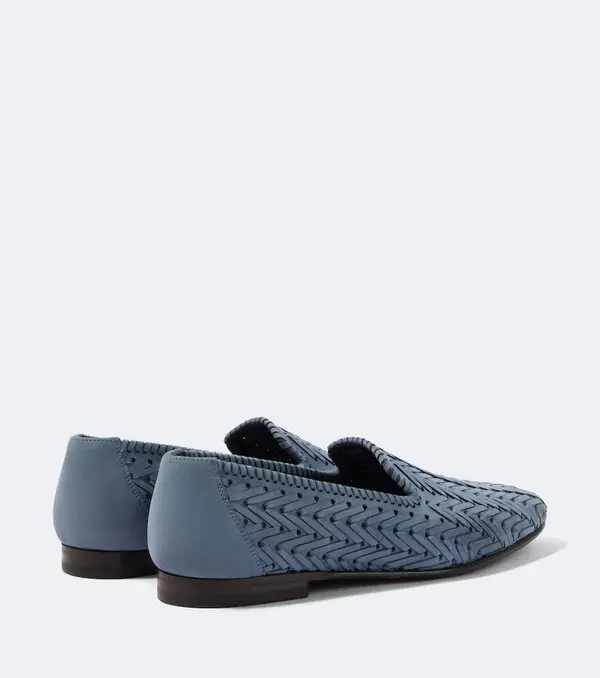 Manolo Blahnik Mario Woven Leather Loafers - Blue