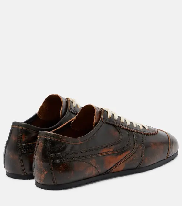 Dries Van Noten Distressed Leather Sneakers - Brown