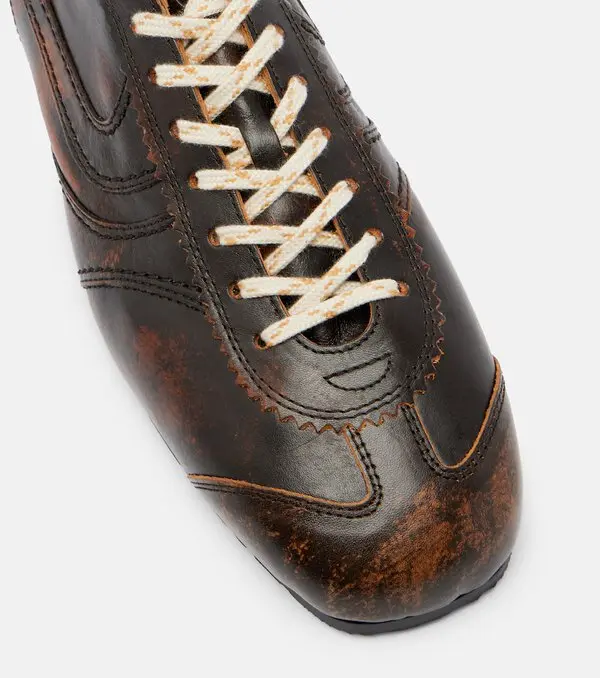 Dries Van Noten Distressed Leather Sneakers - Brown