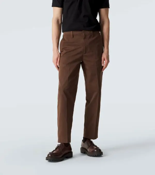 Prada Cropped Cotton Gabardine Slim Pants