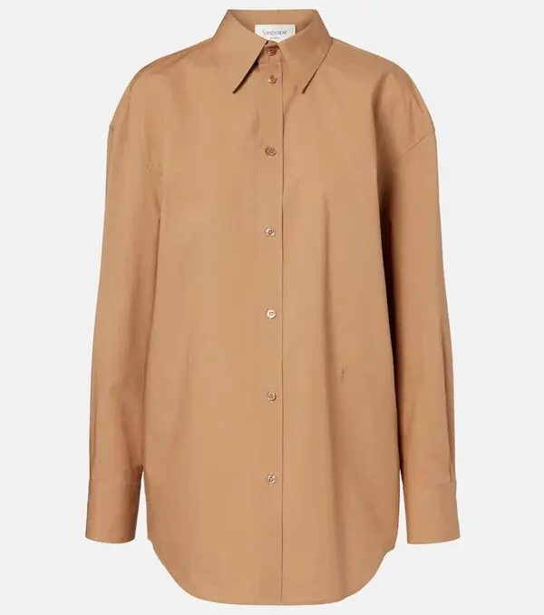 Saint Laurent Cassandre Cotton Poplin Shirt - Beige