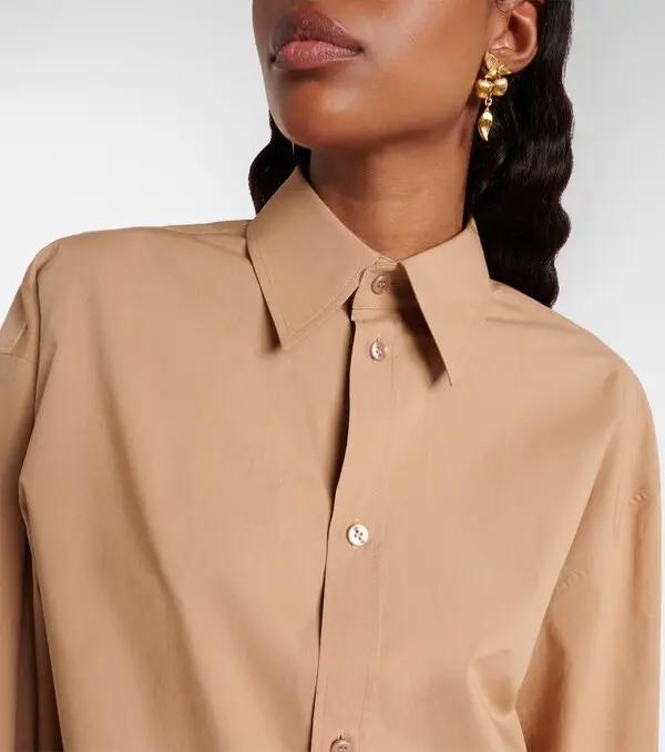 Saint Laurent Cassandre Cotton Poplin Shirt - Beige