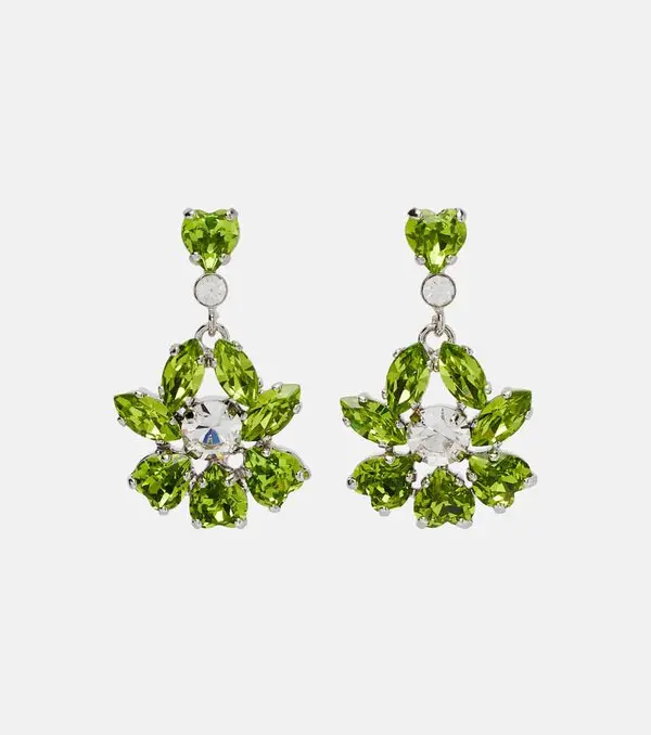 Simone Rocha Heartbloom Embellished Drop Earrings - Green