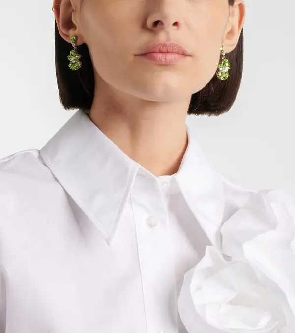 Simone Rocha Heartbloom Embellished Drop Earrings - Green