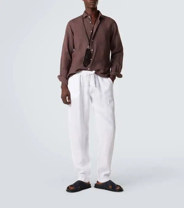 Fedeli Bonifacio Linen Tapered Pants - White