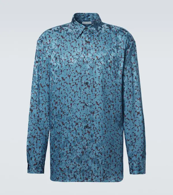 Dries Van Noten Printed Satin Shirt - Blue