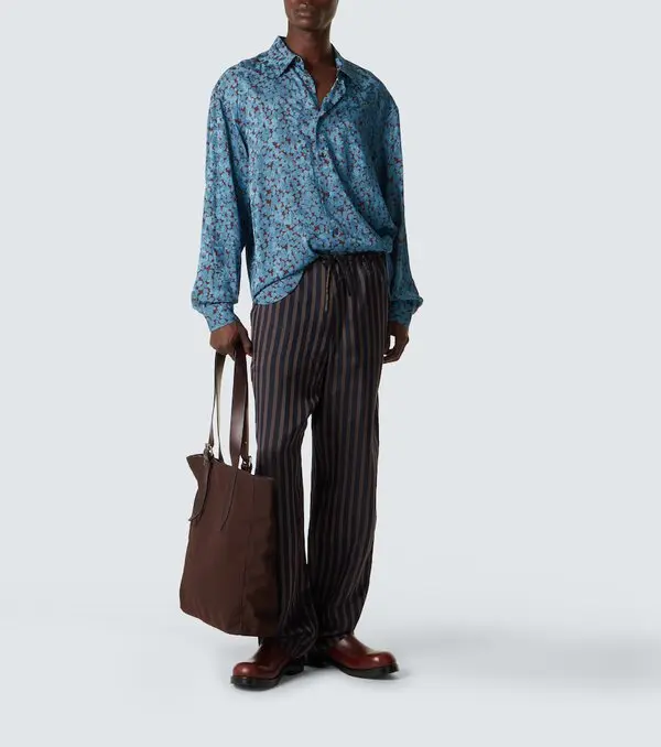 Dries Van Noten Printed Satin Shirt - Blue