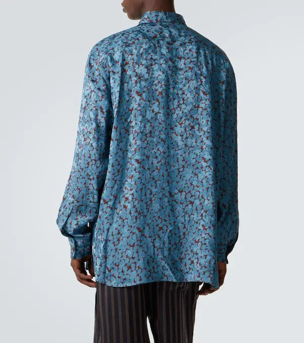 Dries Van Noten Printed Satin Shirt - Blue