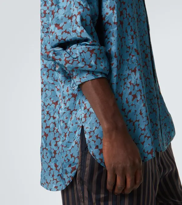Dries Van Noten Printed Satin Shirt - Blue