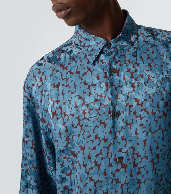 Dries Van Noten Printed Satin Shirt - Blue