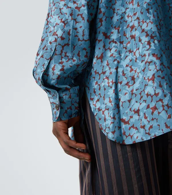 Dries Van Noten Printed Satin Shirt - Blue