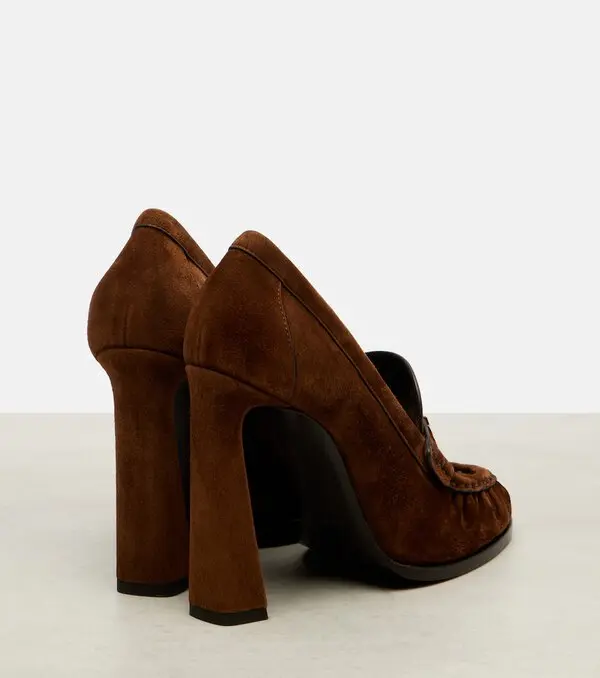 Saint Laurent Le Loafer 110 Suede Loafer Pumps - Brown