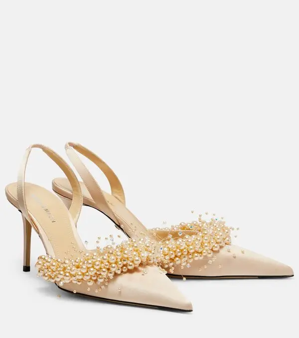 Mach & Mach Floating Pearls 85 Slingback Pumps - Pink