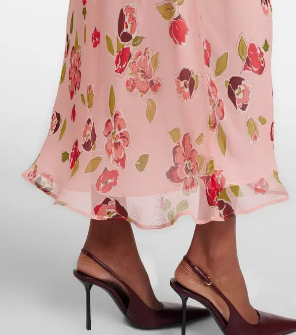 Rixo Clarice Floral Lace-trimmed Midi Dress - Pink
