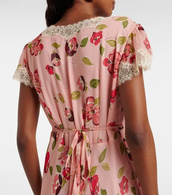 Rixo Clarice Floral Lace-trimmed Midi Dress - Pink