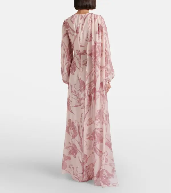 Erdem Floral Silk Voile Gown - Pink