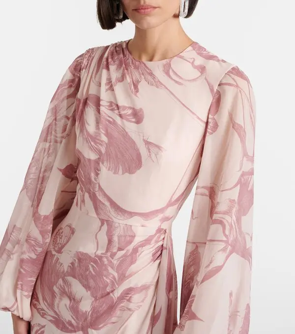 Erdem Floral Silk Voile Gown - Pink