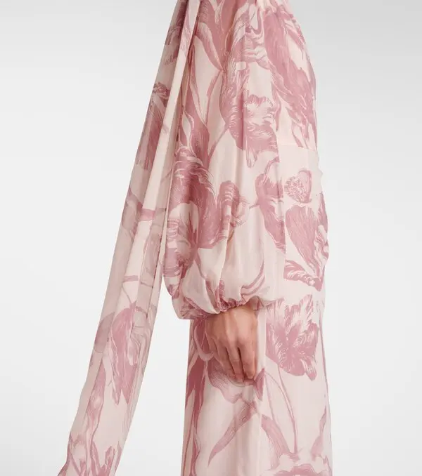 Erdem Floral Silk Voile Gown - Pink