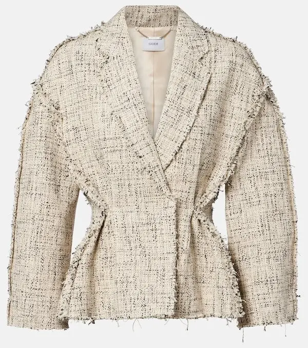 Erdem Cotton-blend Tweed Peplum Jacket