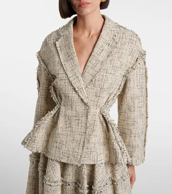 Erdem Cotton-blend Tweed Peplum Jacket