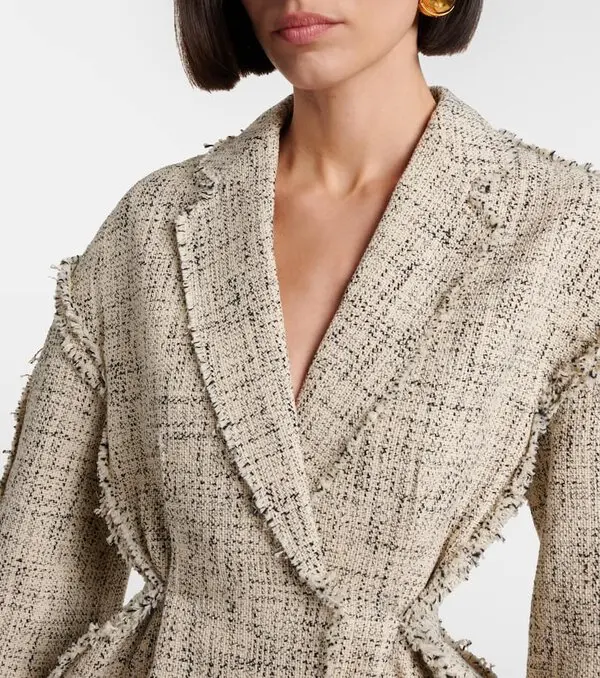Erdem Cotton-blend Tweed Peplum Jacket