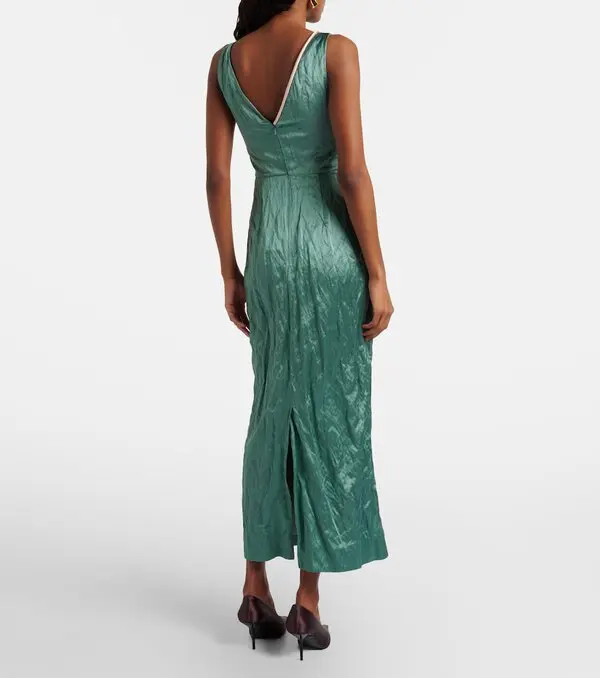 Erdem Floral-appliqué Satin Midi Dress