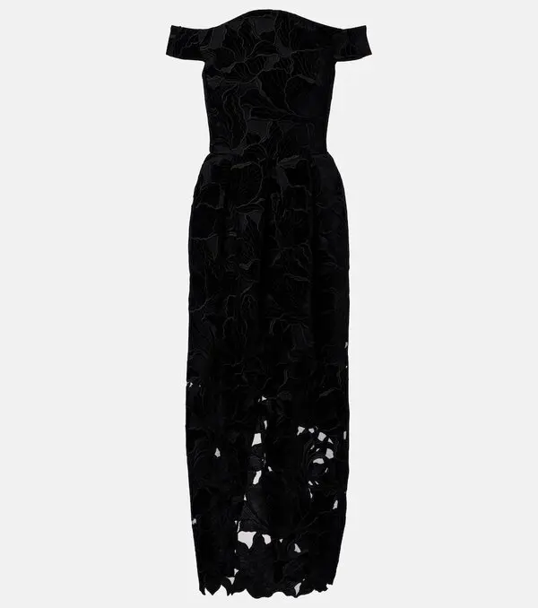 Erdem Cutout Velvet And Tulle Cocktail Dress - Black