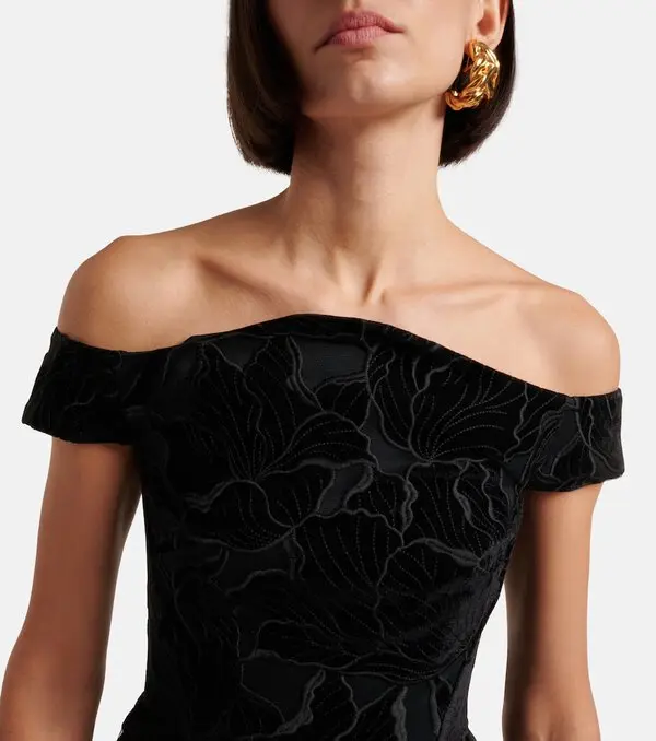 Erdem Cutout Velvet And Tulle Cocktail Dress