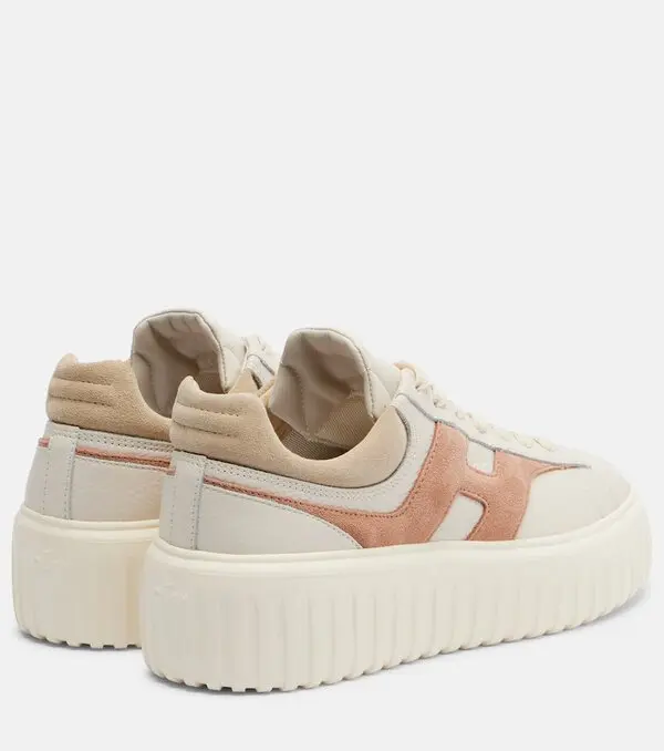 Hogan H-stripes Leather And Suede Sneakers - White