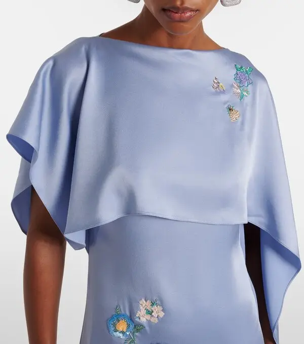 Erdem Embellished Caped Gown