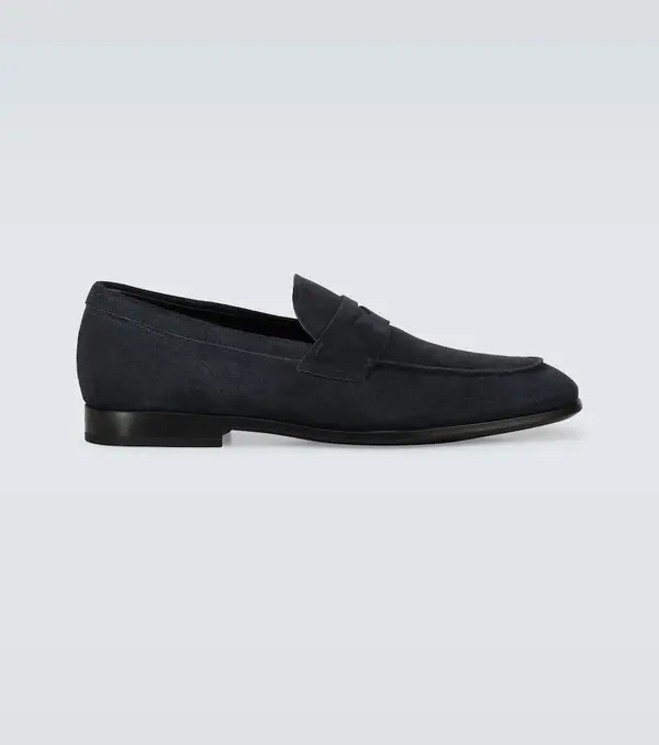 TOD'S Suede Almond Toe Loafers - Blue