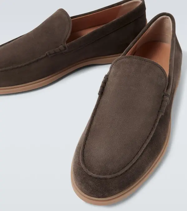 TOD'S Suede Almond Toe Loafers - Brown