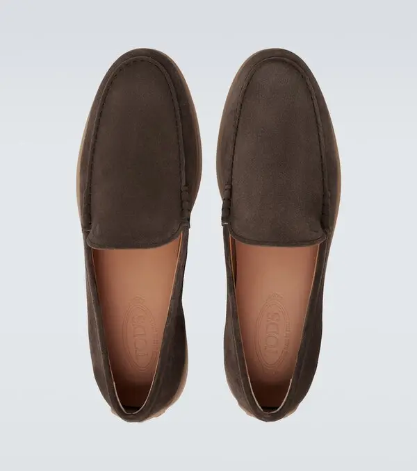 TOD'S Suede Almond Toe Loafers - Brown