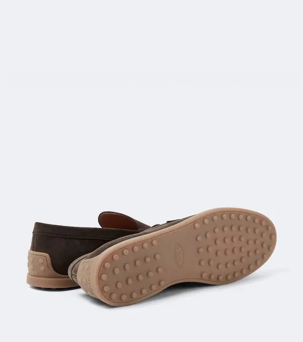 TOD'S Suede Almond Toe Loafers - Brown