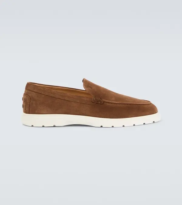 TOD'S Suede Almond Toe Loafers - Brown