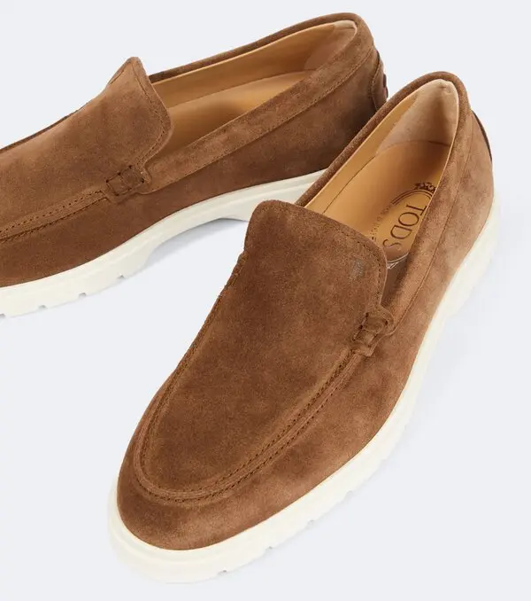 TOD'S Suede Almond Toe Loafers - Brown