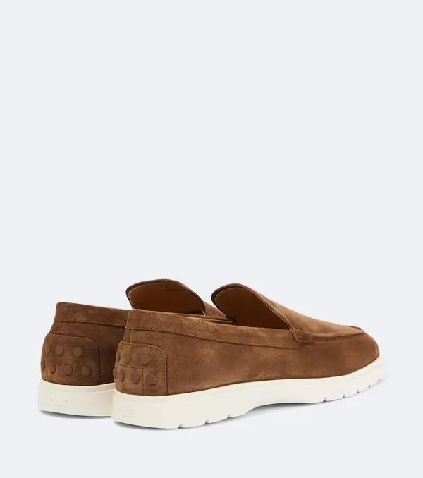 TOD'S Suede Almond Toe Loafers - Brown